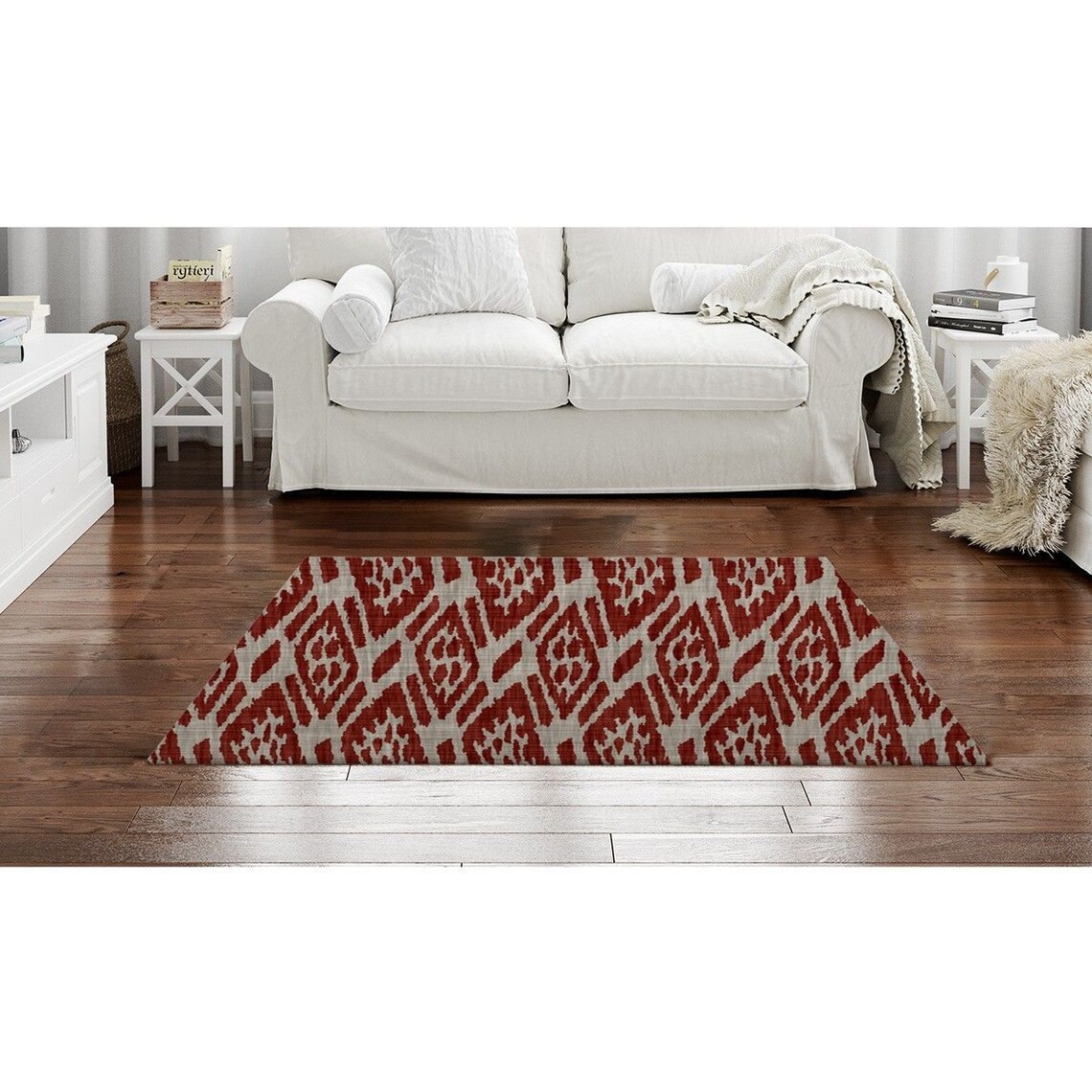 Maroon Rugs Abstract Area Rug Maroon Ikat Pattern Area Rugs | Etsy