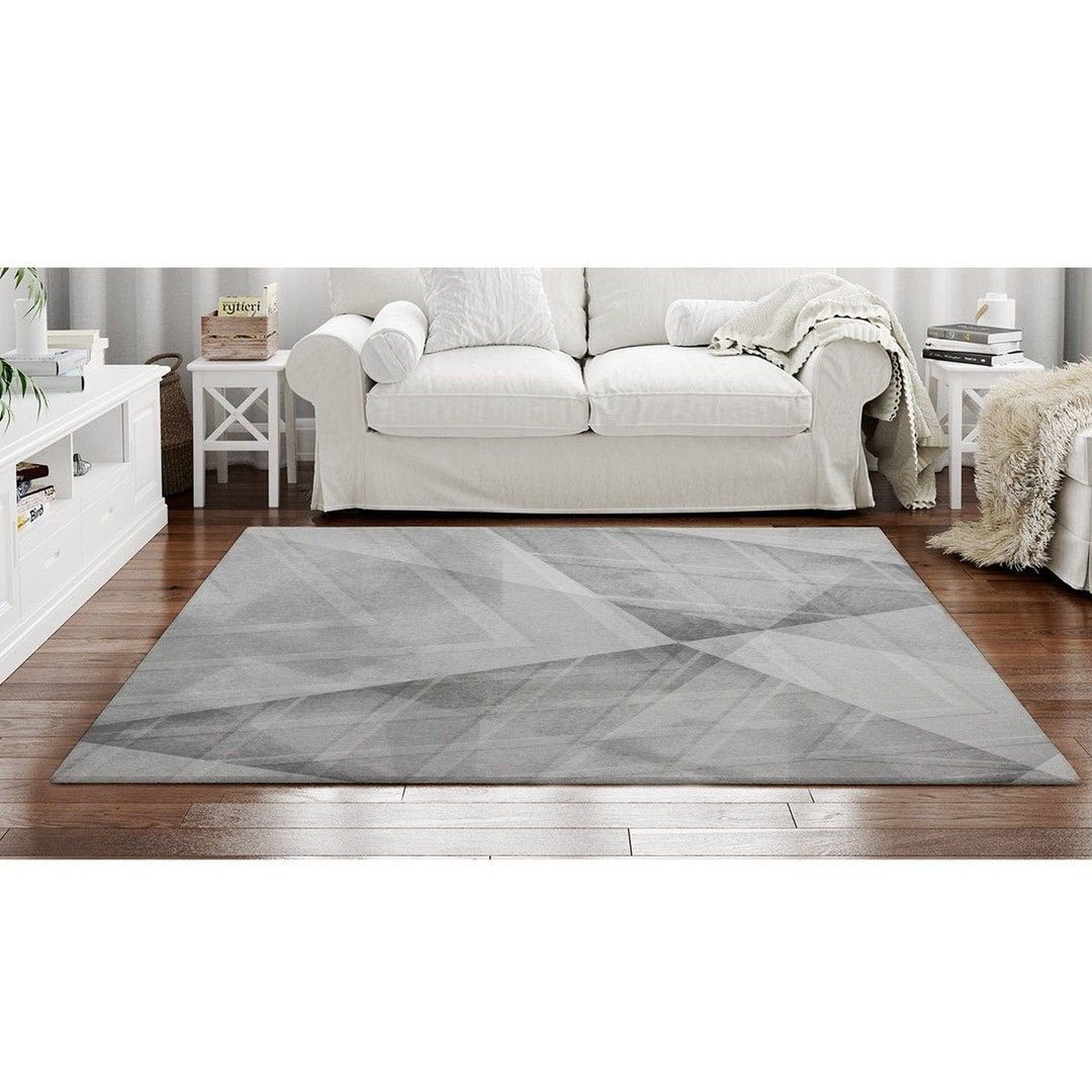 Gray Abstract Area Rug: Modern Chevron Living Room Decor - Etsy