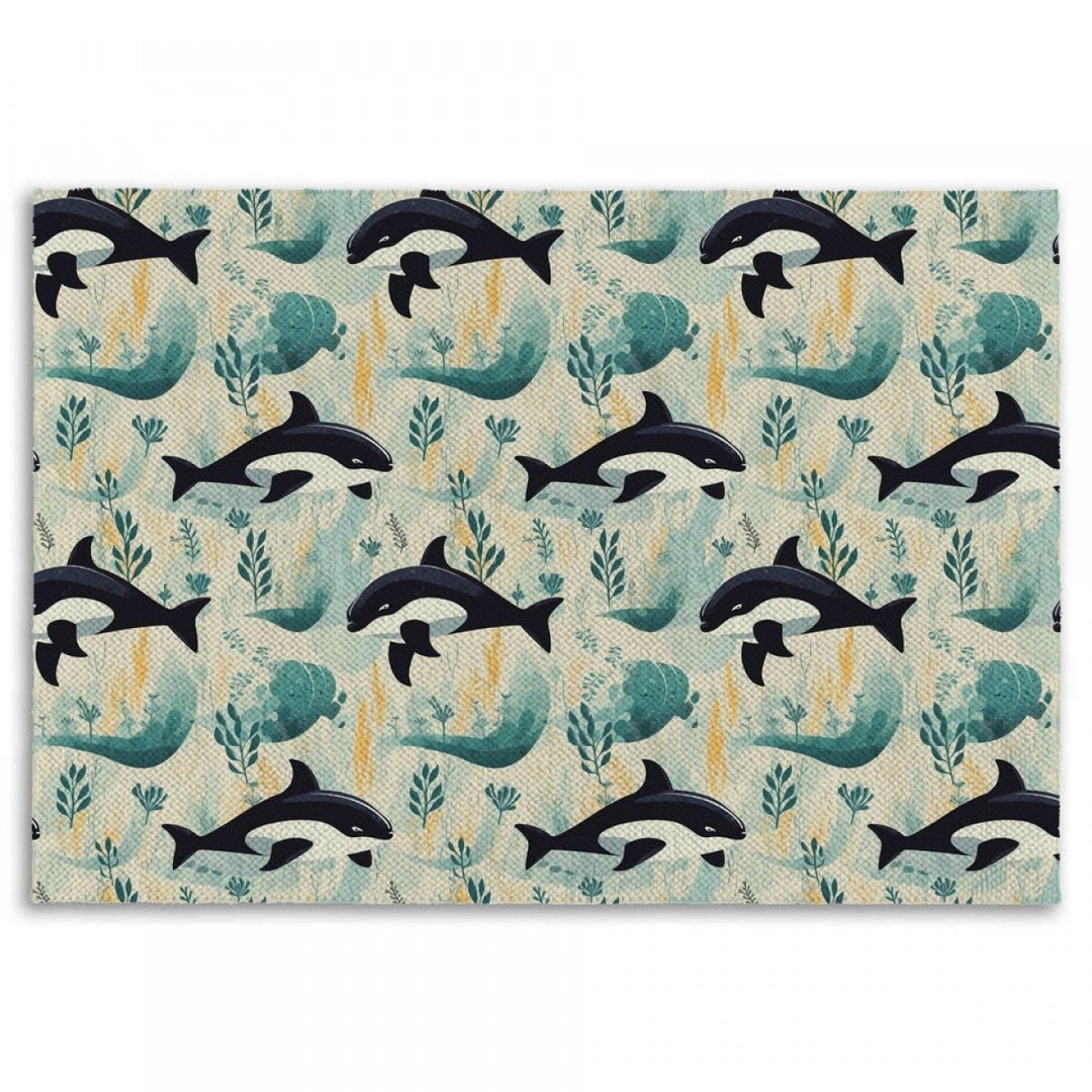 Killer Whale Rug, Orca Rugs, Ocean Area Rug, Underwater Theme Living ...