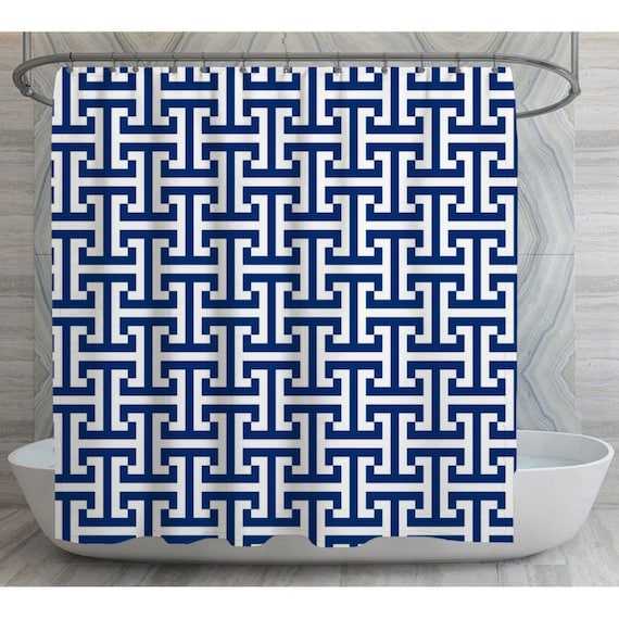 Decorative Greek Key Shower Curtains Blue Greek Key Shower - Etsy