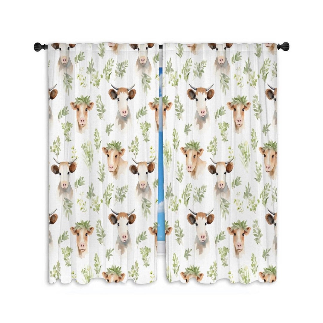 Cow Window Curtain Farmhouse Curtains Country Curtain Panel - Etsy