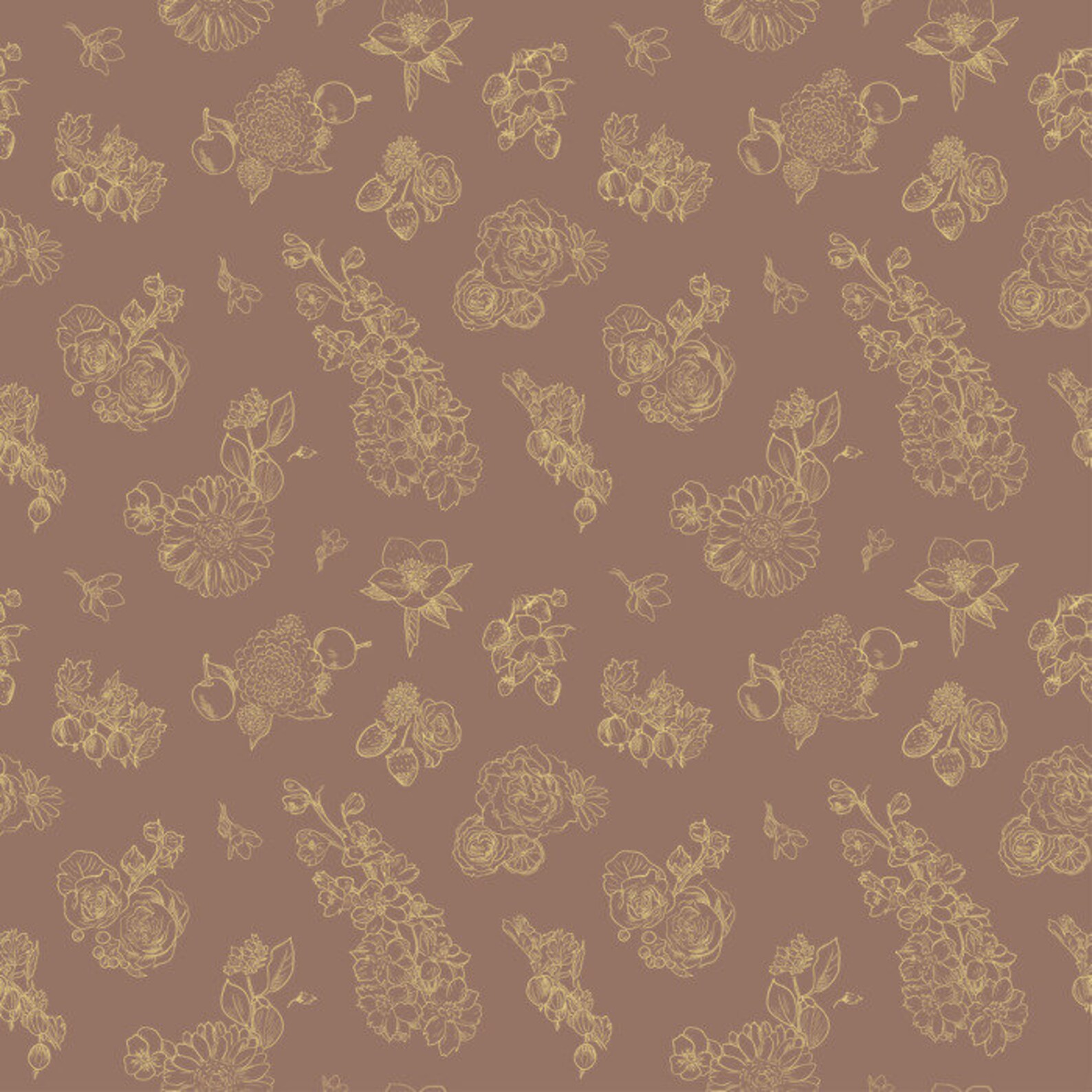 Brown Fabric Brown Toile Fabric Toile Pattern Fabric By The | Etsy