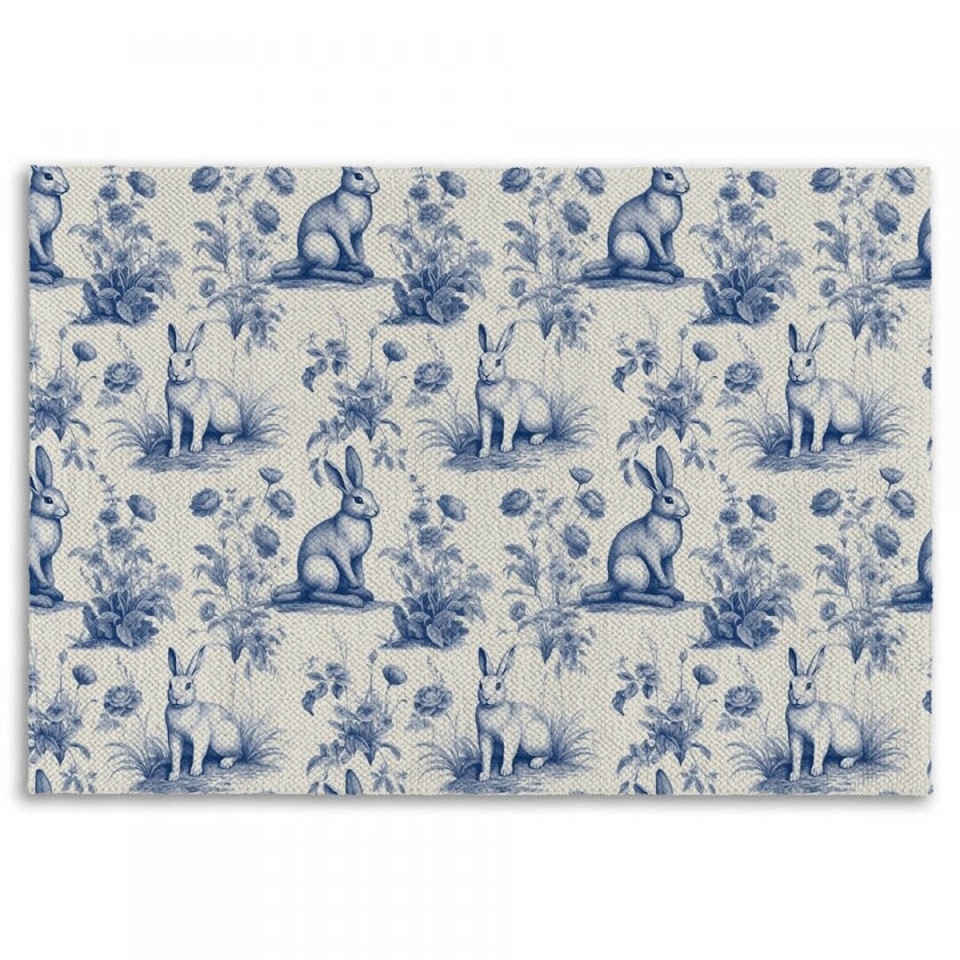 Bunny Rug, Rabbit Rugs, French Country Area Rug, Wildflower Living Room ...