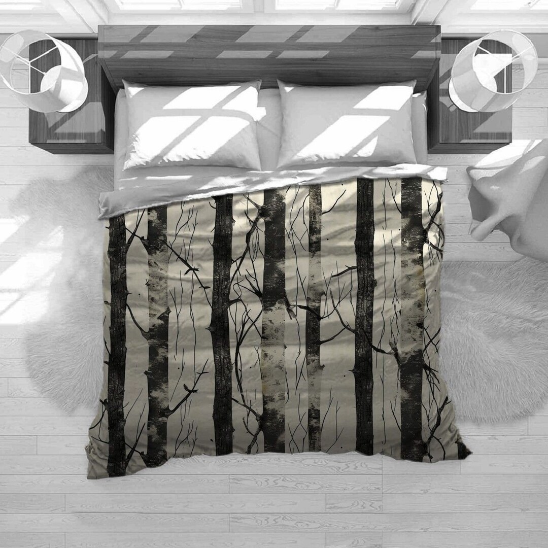 Birch Bedding, Woodland Bedding Set, Trees Comforter, Nature Duvet ...