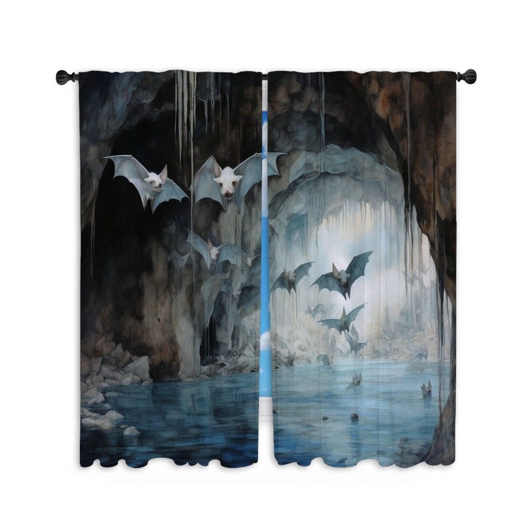 Bat Window Curtain, Halloween Curtains, Spooky Curtain Panel, Cave ...
