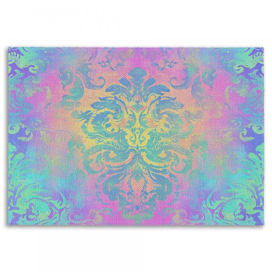 Pastel Rugs Colorful Rug for Living Room Damask Pattern Area Rugs ...