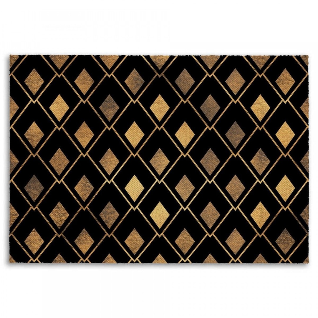 Black and Gold Trellis Rug: Geometric Area Rug - Etsy