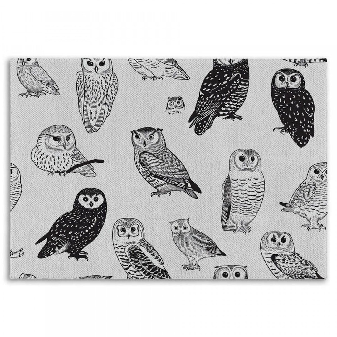 Owl Area Rugs Gray Owls Rug Gray Area Rugs Grey Rug Cute Owls Rugs - Etsy
