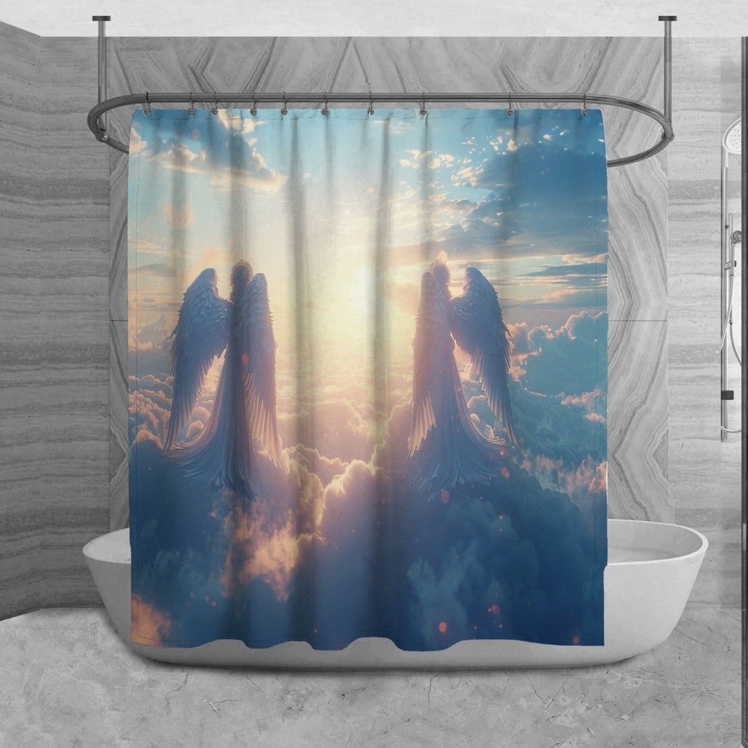 Wings Shower Curtain, Mythology Bathroom Decor, Heavenly Bath Mat ...