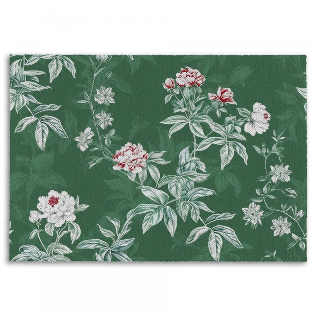 Green Rug Vintage Style Area Rug Green Floor Mat Floral Rug Vintage ...