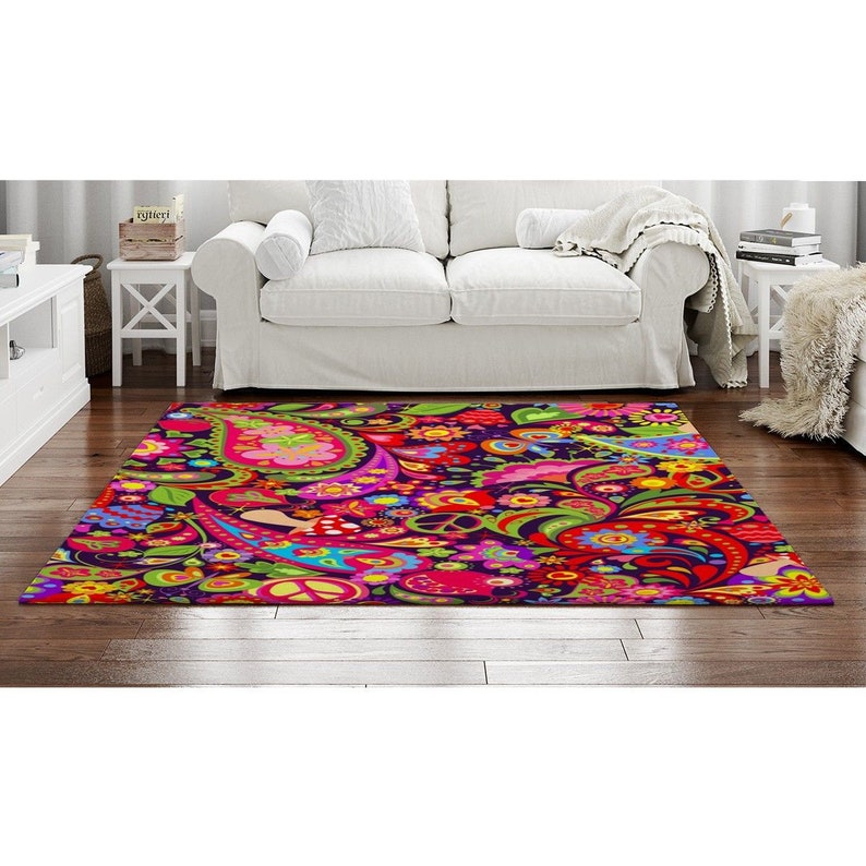 Hippie Rugs Colorful Rug Colorful Area Rug Paisley Rug | Etsy