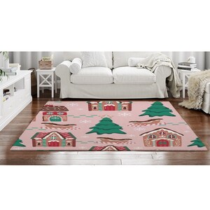 Gingerbread Rugs Gingerbread Houses and Trees Area Rug Pink - Etsy