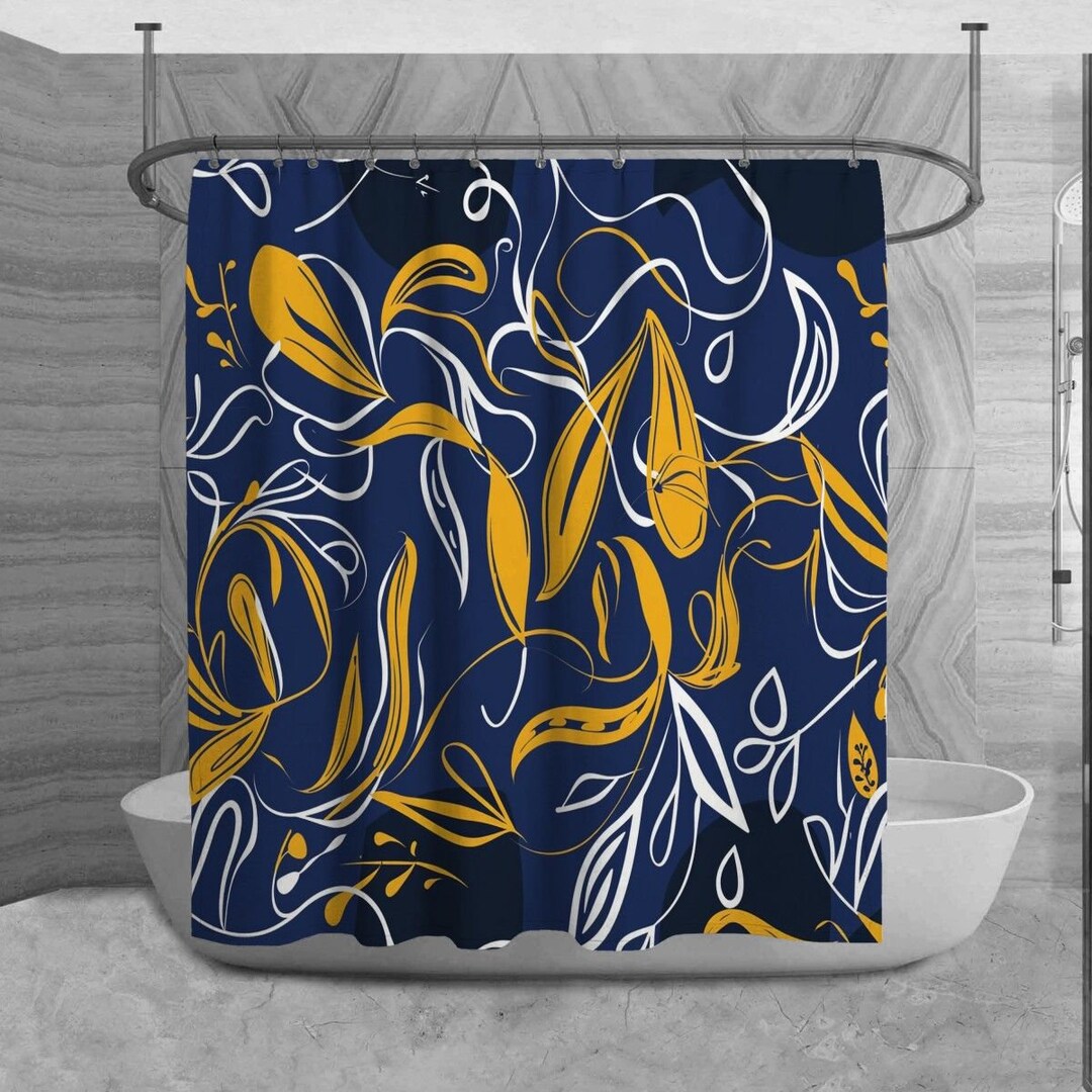 Botanical Vines Shower Curtain, Artwork Bathroom Decor, Loose Swirls ...