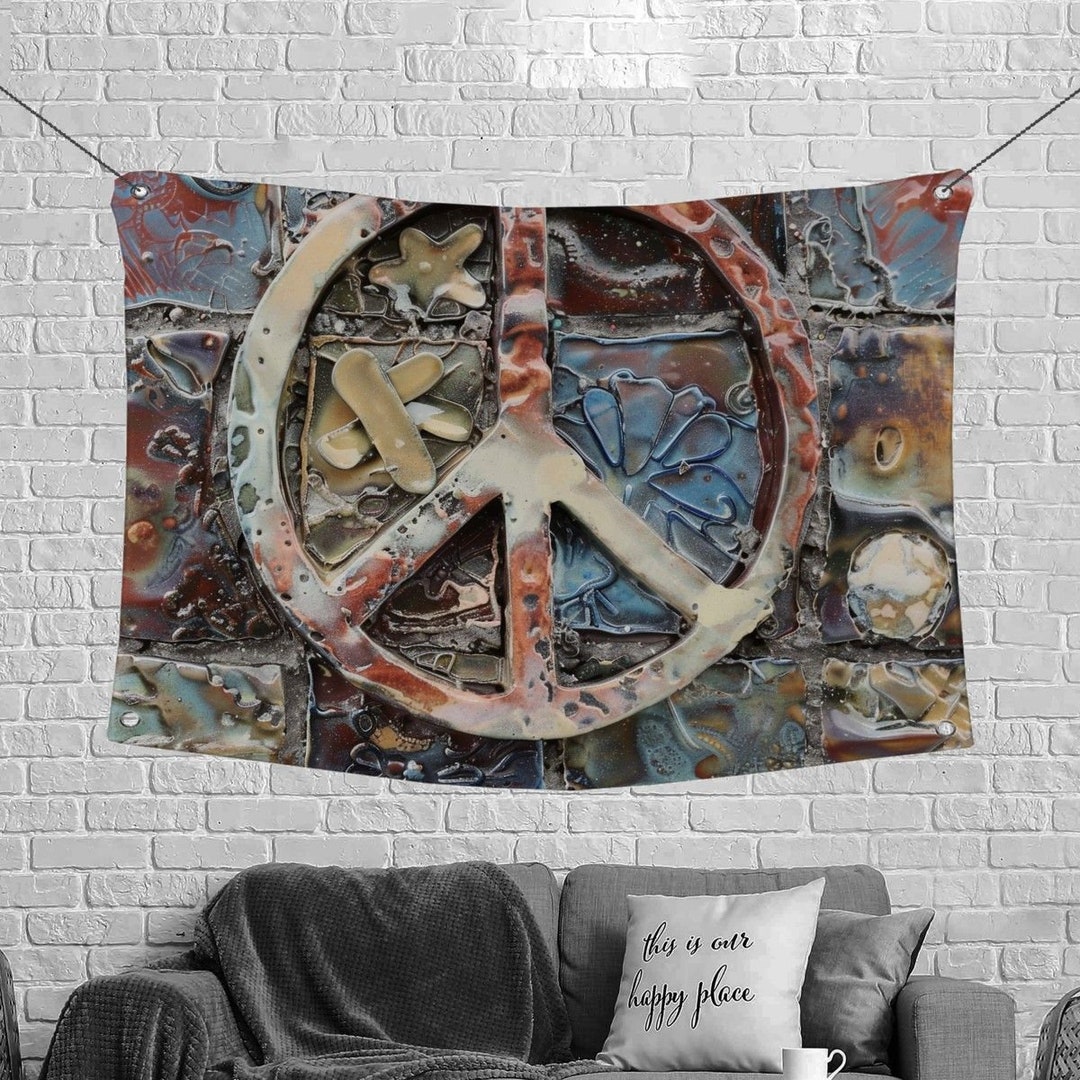 Peace Symbol Wall Art, Cool Pattern Wall Decor, Harmony Tapestry ...