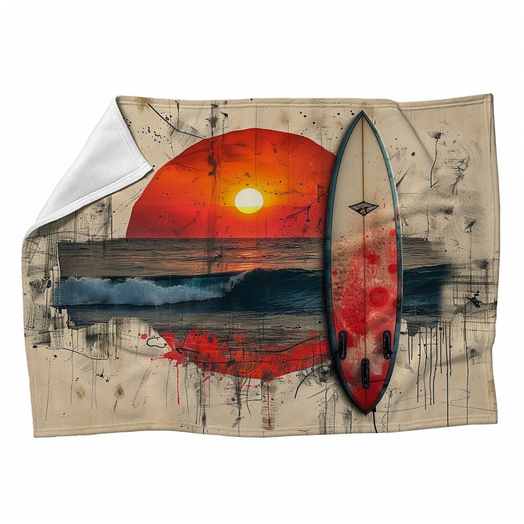 Surfing Blanket, Sports Blankets, Ocean Wave Sherpa Blanket, Artistic ...
