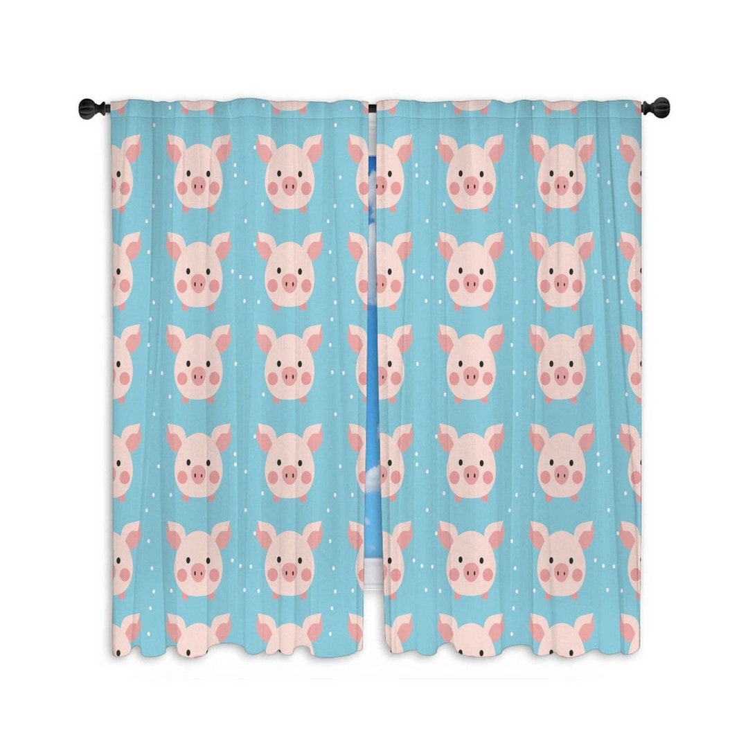 Pig Window Curtain, Piglet Curtains, Farmhouse Curtain Panel, Farm ...