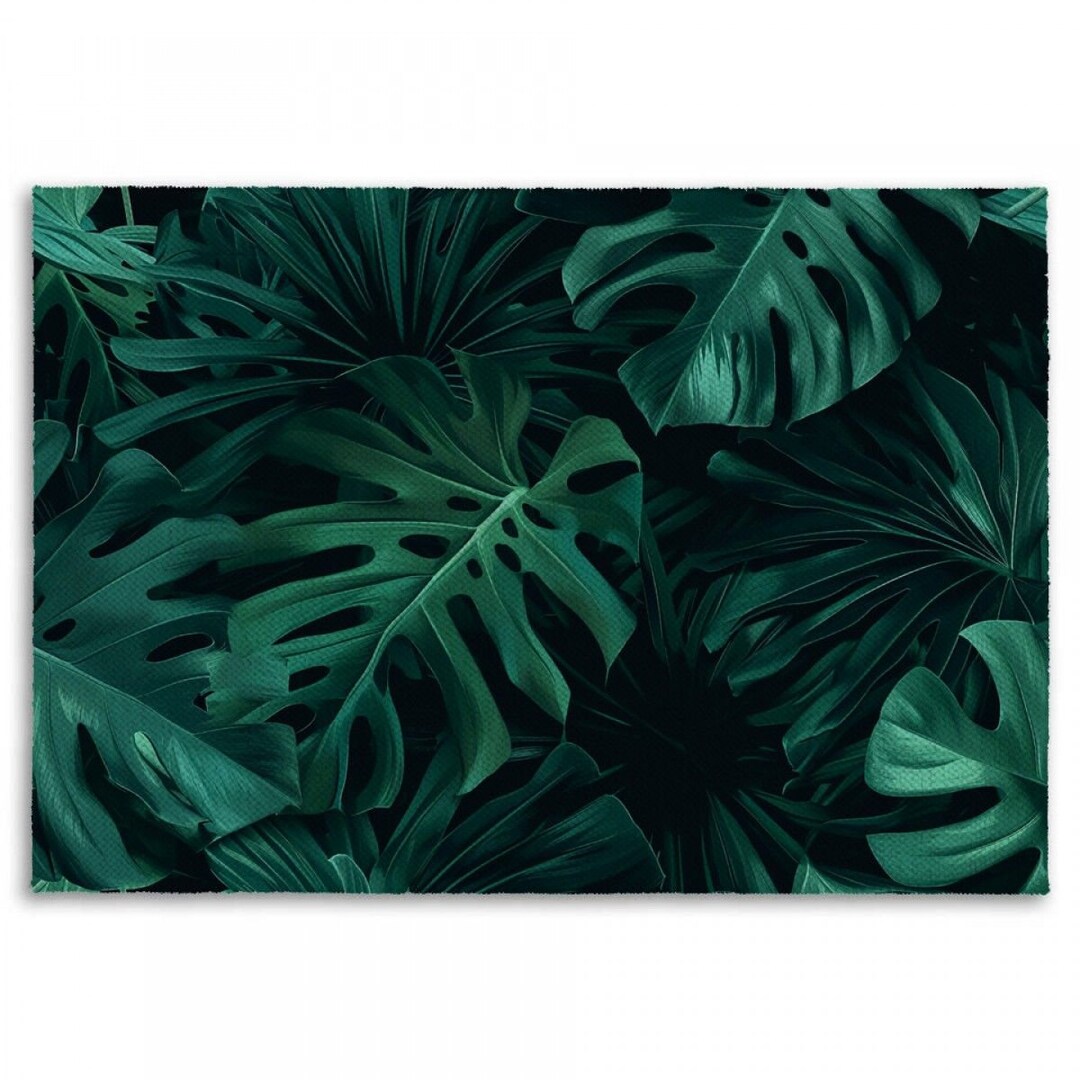 Monstera Leaf Area Rug: Dark Green Tropical Forest Rug - Etsy