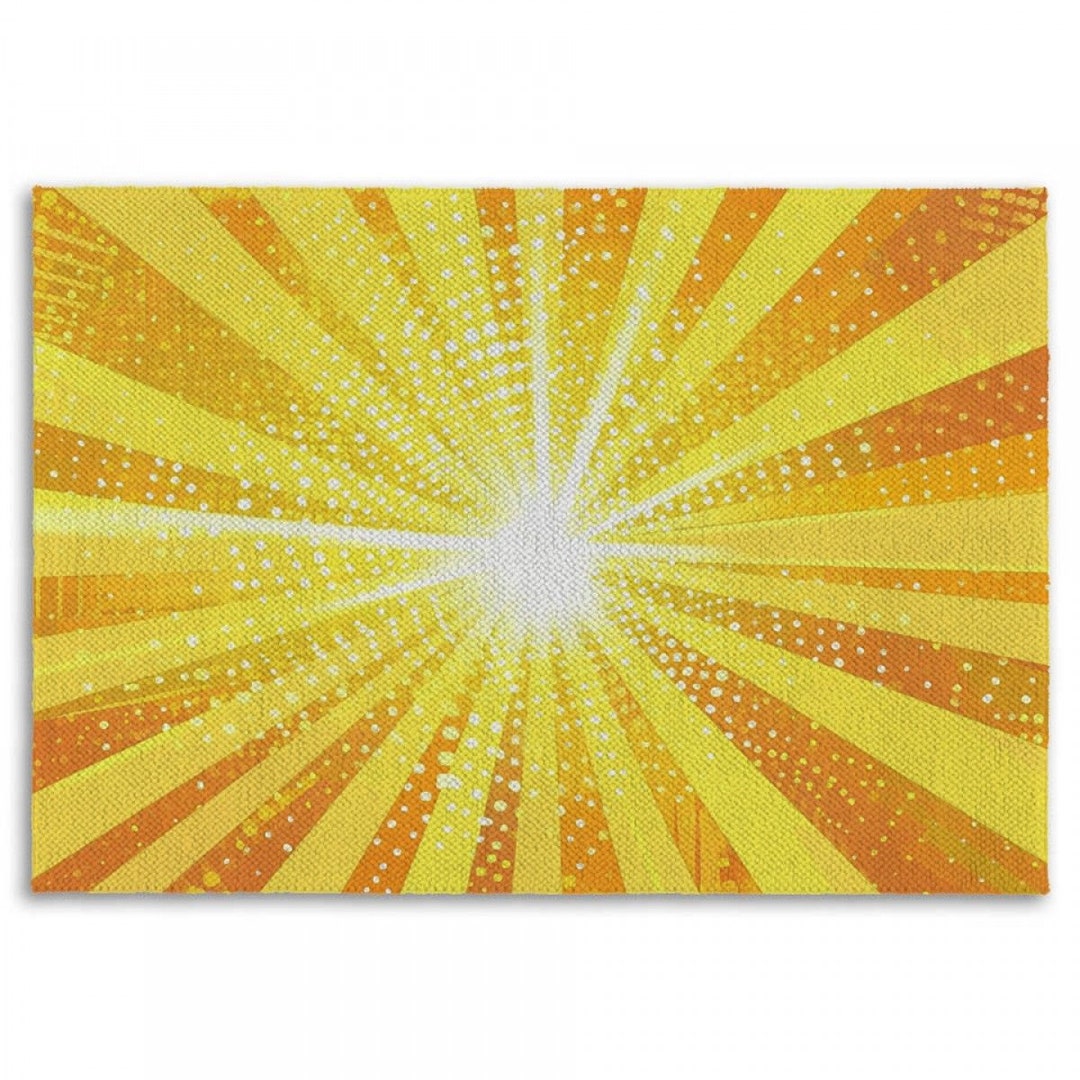 Sun Rays Polka Dot Area Rug: Yellow Pop Art Rug - Etsy