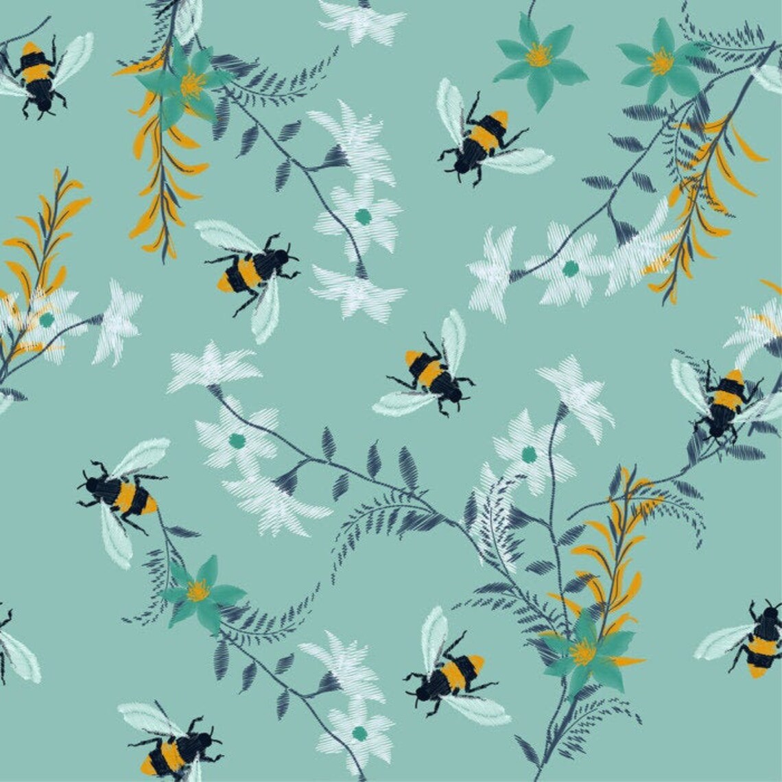 Insect Rugs Bee Area Rug Bee Rug Floral Accent Rug Blue | Etsy