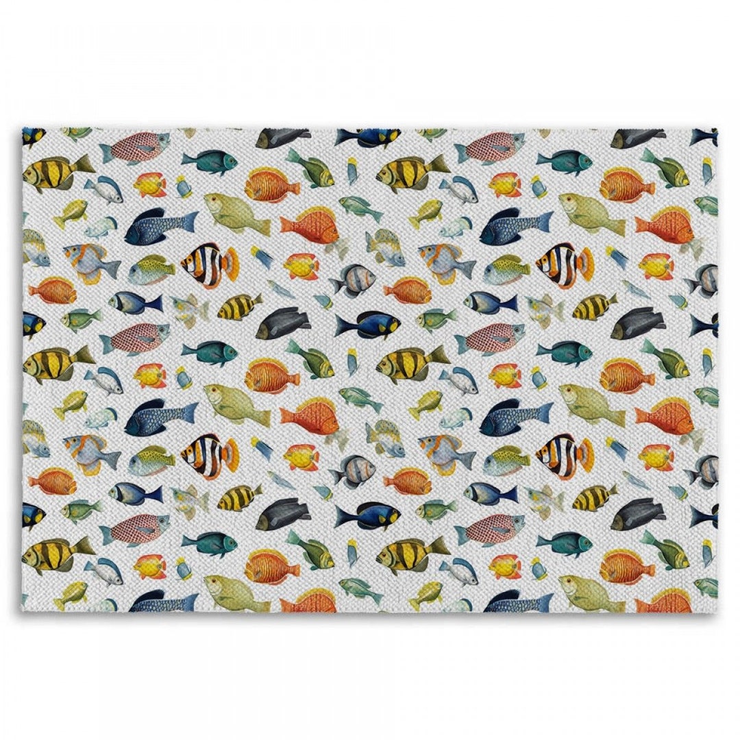 Tropical Fish Rug, Nautical Rugs, Ocean Area Rug, Underwater Theme ...
