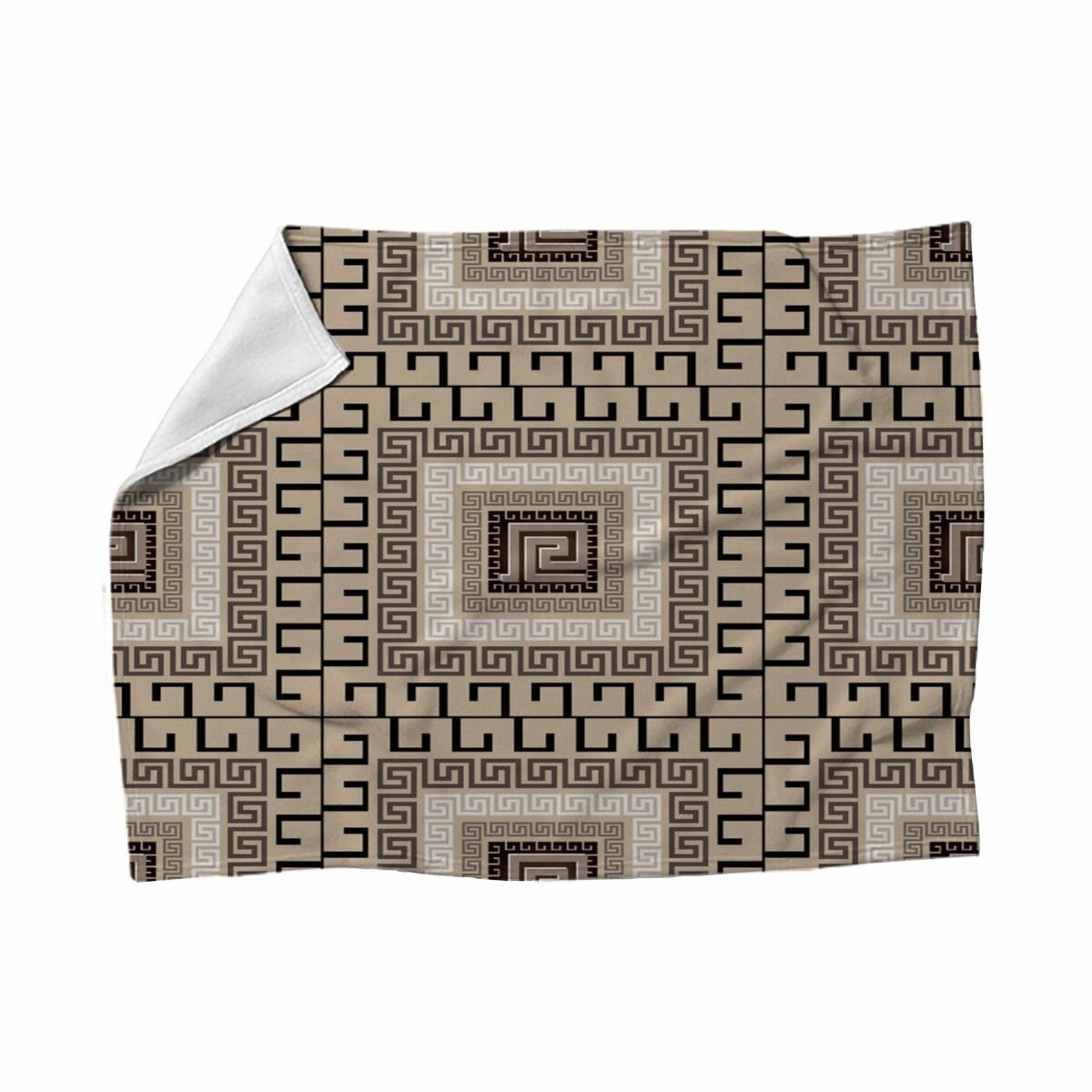Beige Greek Key Blankets Greek Key Pattern Fleece Blanket | Etsy