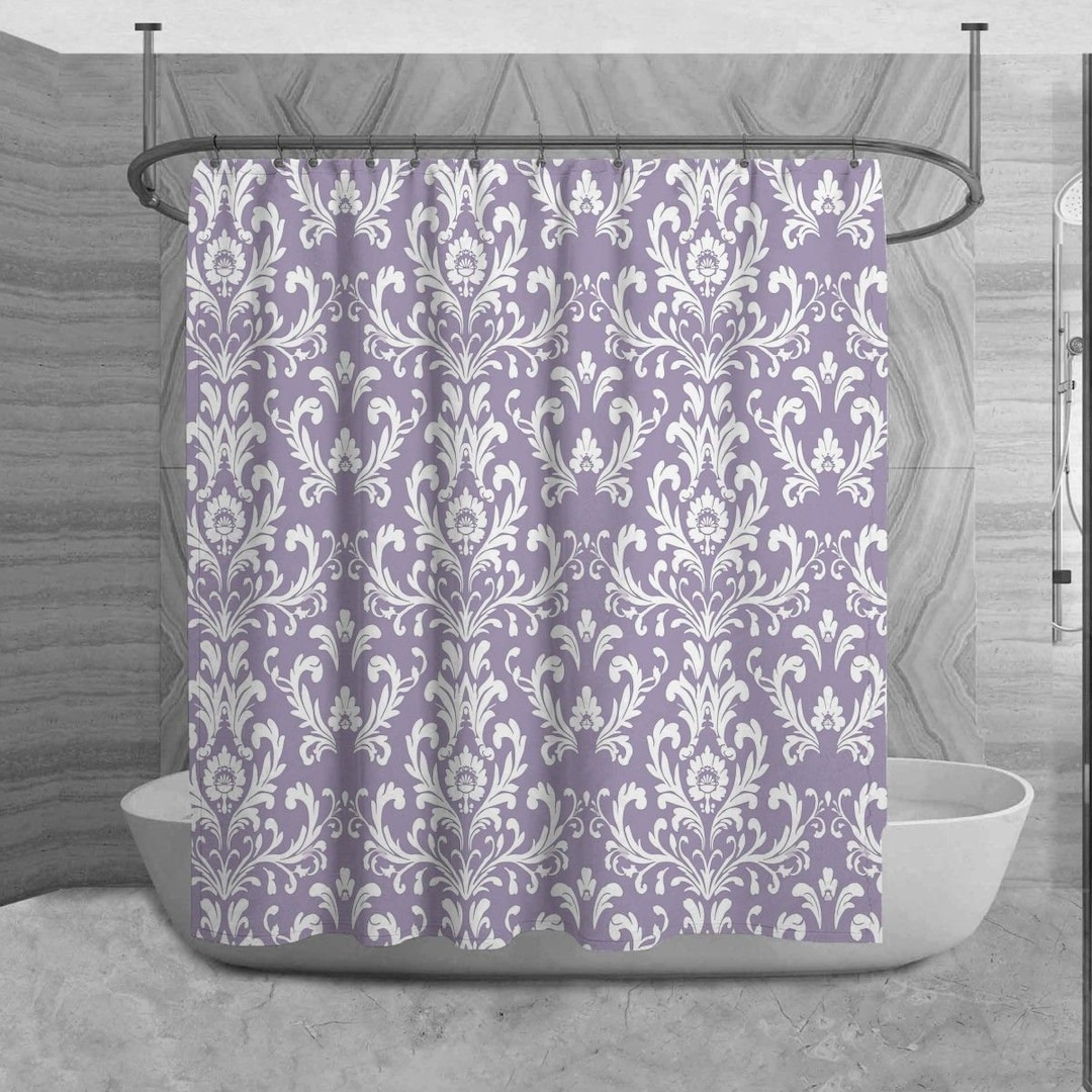 Lavender Shower Curtain Damask Shower Curtain Cute Shower Curtain ...