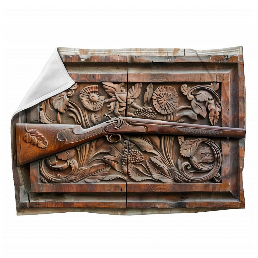 Hunting Rifle Blanket, Art Sculpture Blankets, Rural Sherpa Blanket ...