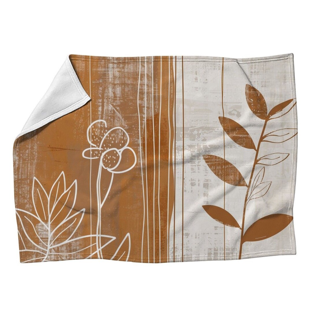 Floral Silhouettes Blanket, Cool Pattern Blankets, Rustic Sherpa ...