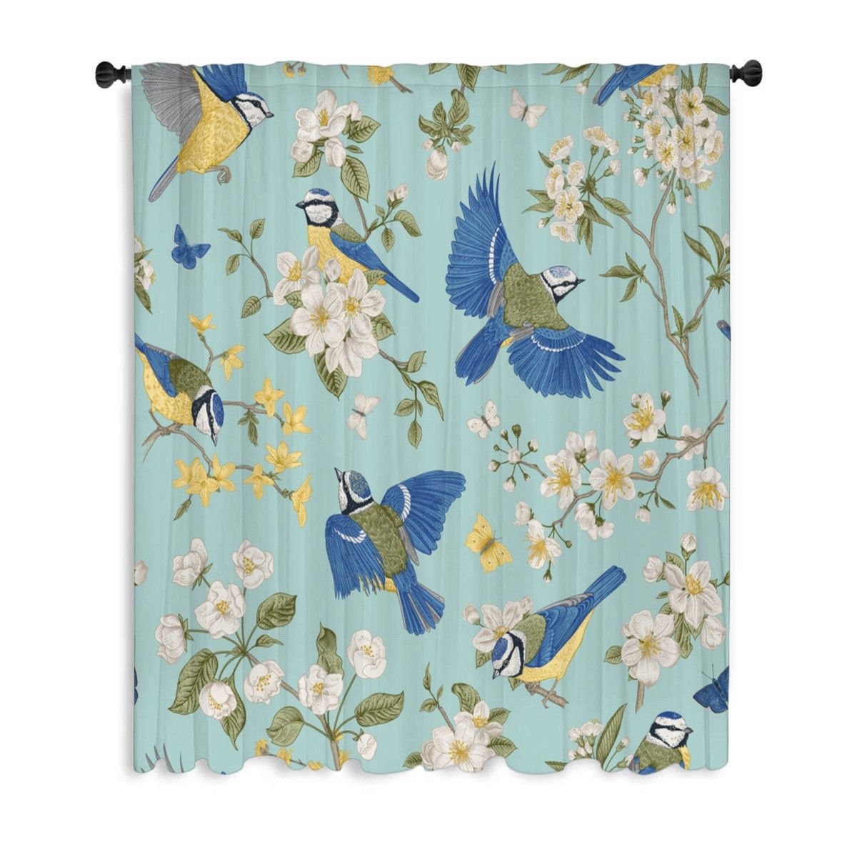 Blue And Yellow Window Curtains Blue And Yellow Toile Pattern | Etsy