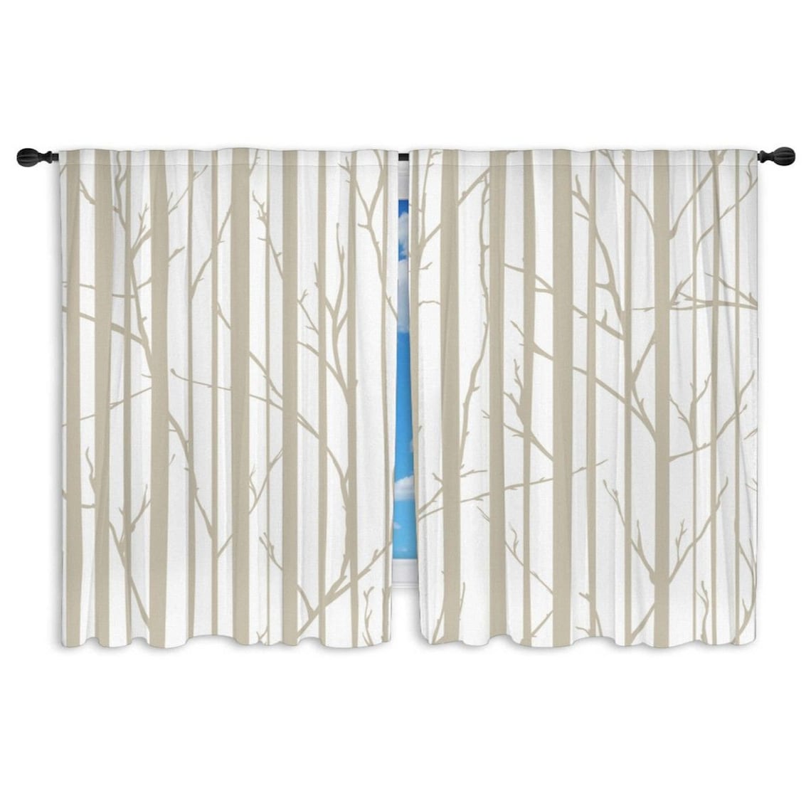 Tree Window Curtains Birch Tree Curtains Cream Curtains | Etsy