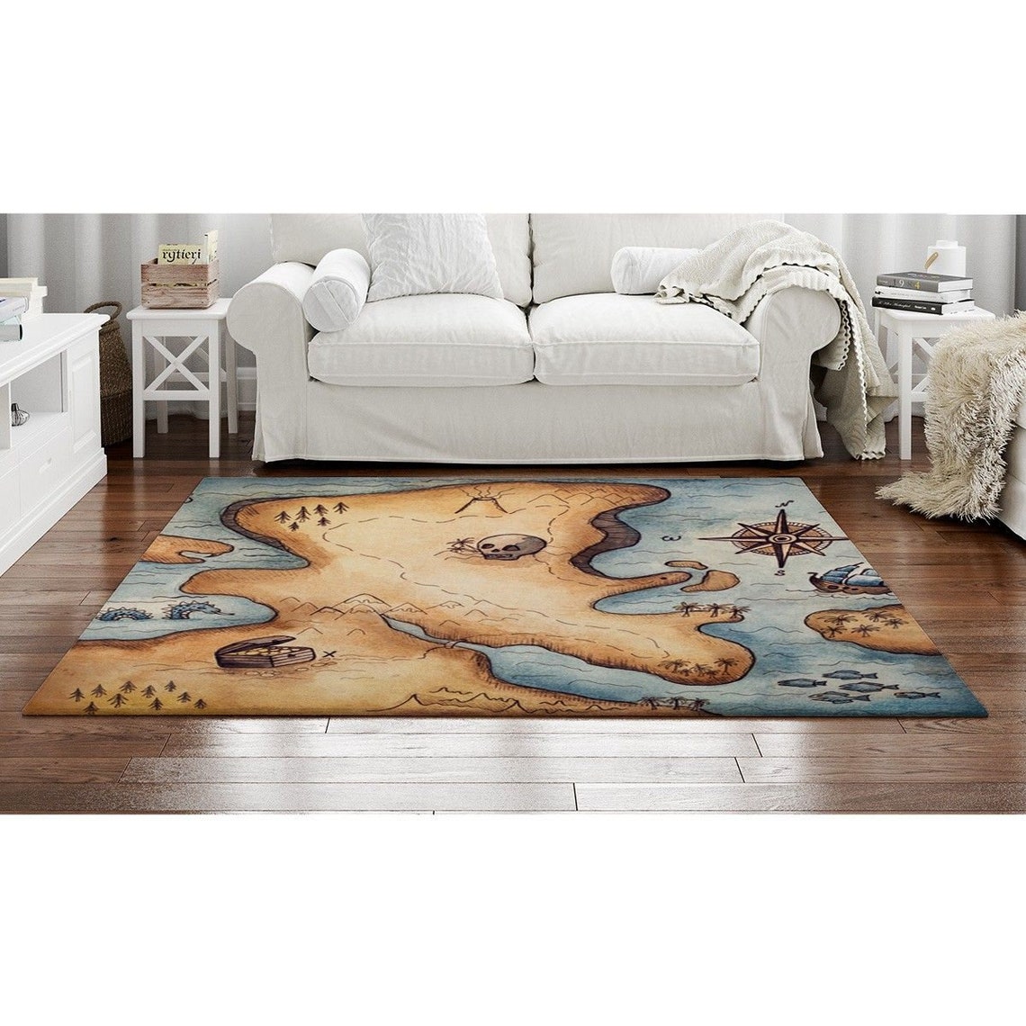 Pirate Area Rug Pirate Rug Map Area Rug Boys Area Rugs | Etsy