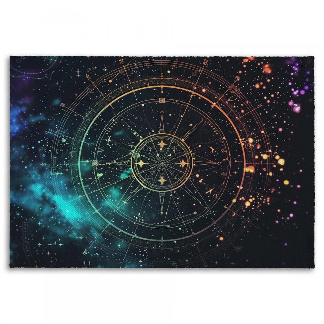 Astrology Rugs Night Sky Background Area Rug Black Area Rugs ...