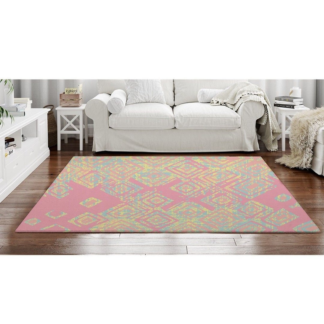 Pastel Rugs Pink and Yellow Trellis Area Rugs Trellis Rugs Geometric ...