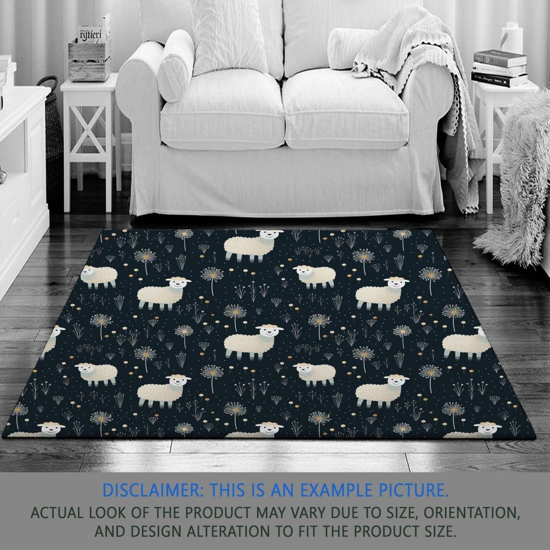 Sheep Rug, Cute Lamb Rugs, Farm Animal Area Rug, Dandelion Living Room ...