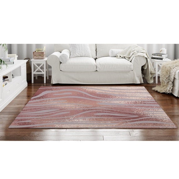 Rose Gold Rugs Zebra Skin Matte Foil Effect Area Rug Dusty - Etsy