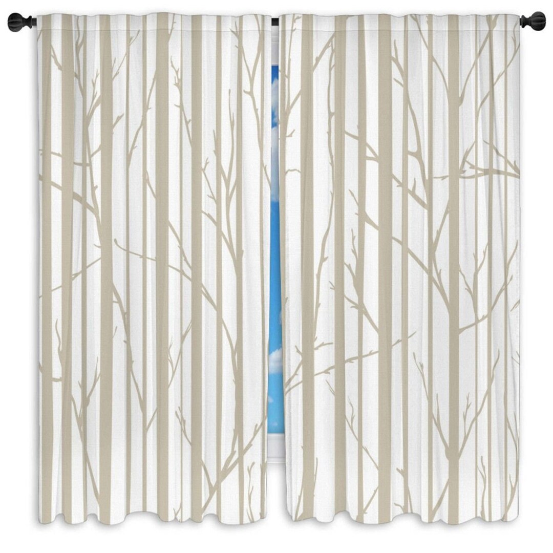 Tree Window Curtains Birch Tree Curtains Cream Curtains Personalized ...