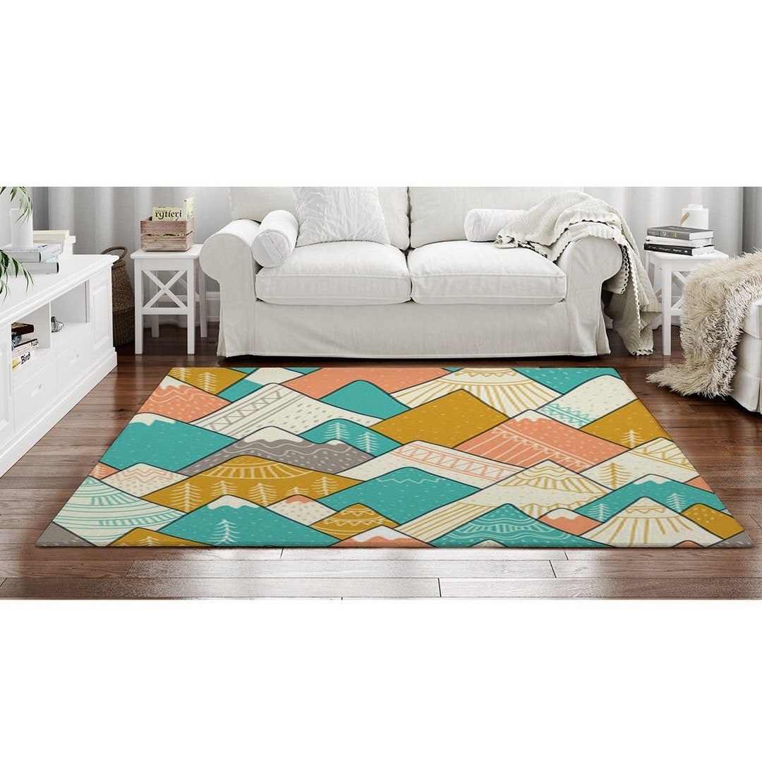 Mountain Rugs Pastel Mountain Pattern Area Rug Colorful Area Rugs ...