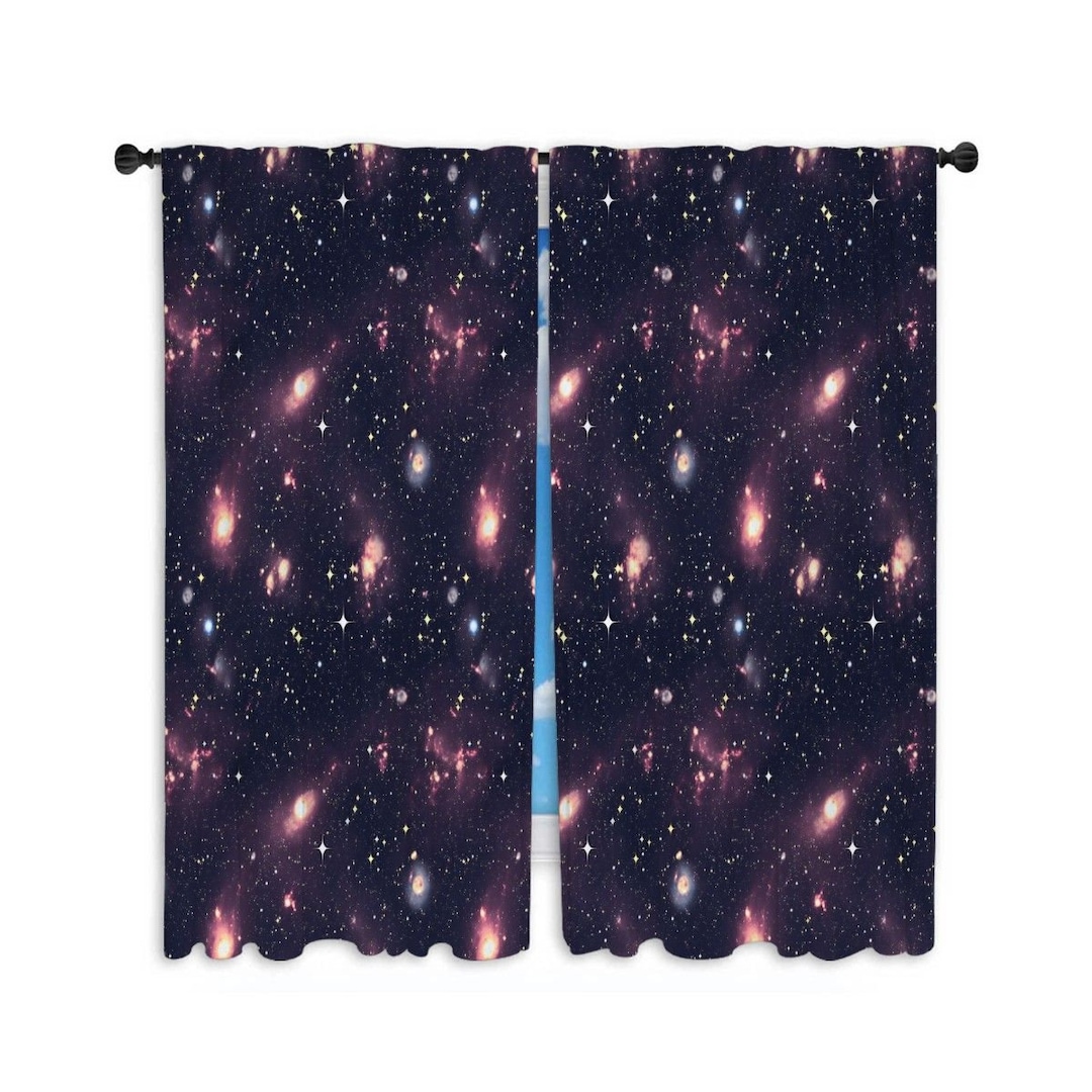 Galaxy Window Curtain, Outer Space Curtains, Pink and Purple Curtain ...