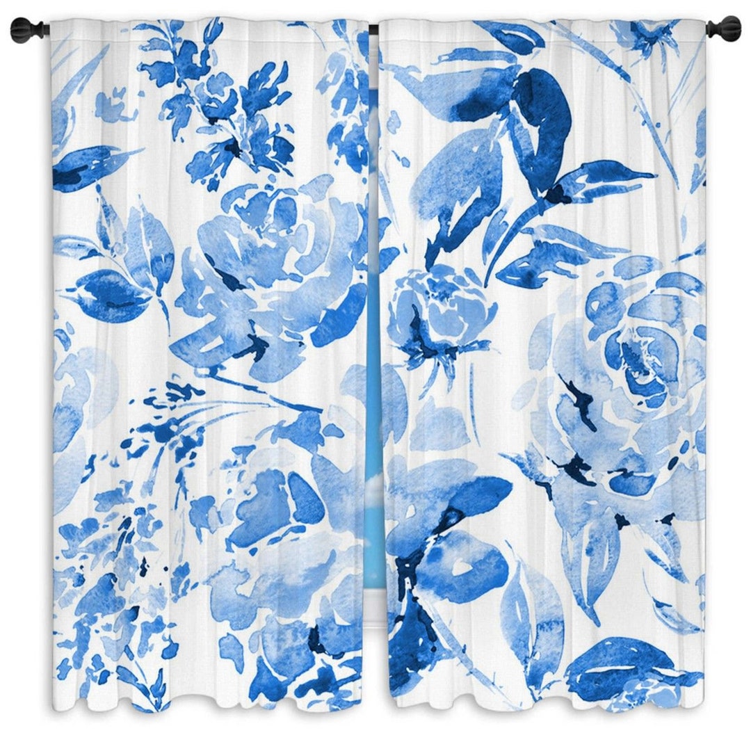 Blue And White Floral Curtains
