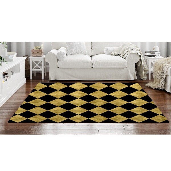 Shop Gold Black Area Rug - Etsy