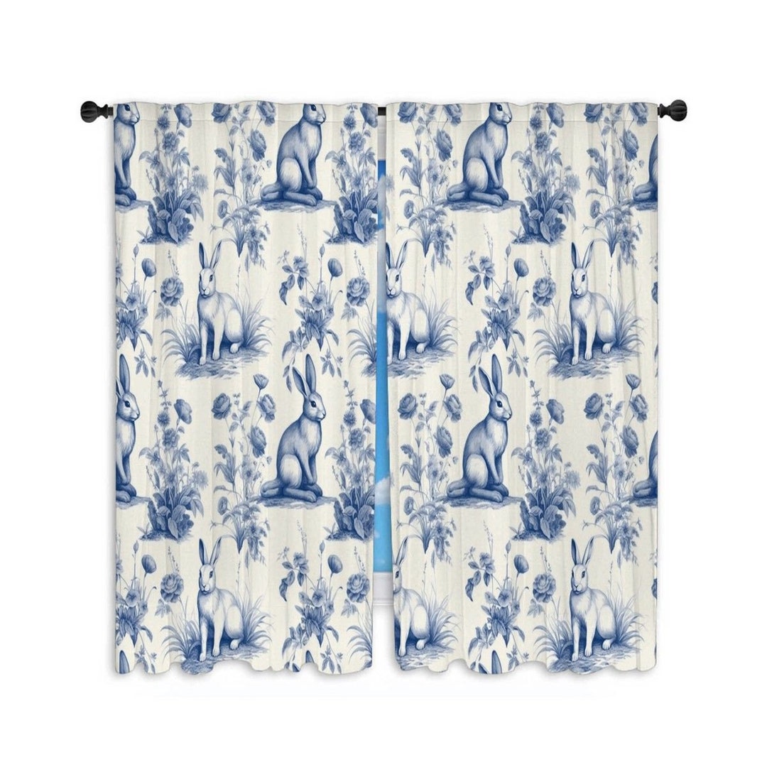 Bunny Window Curtain, Rabbit Curtains, French Country Curtain Panel ...