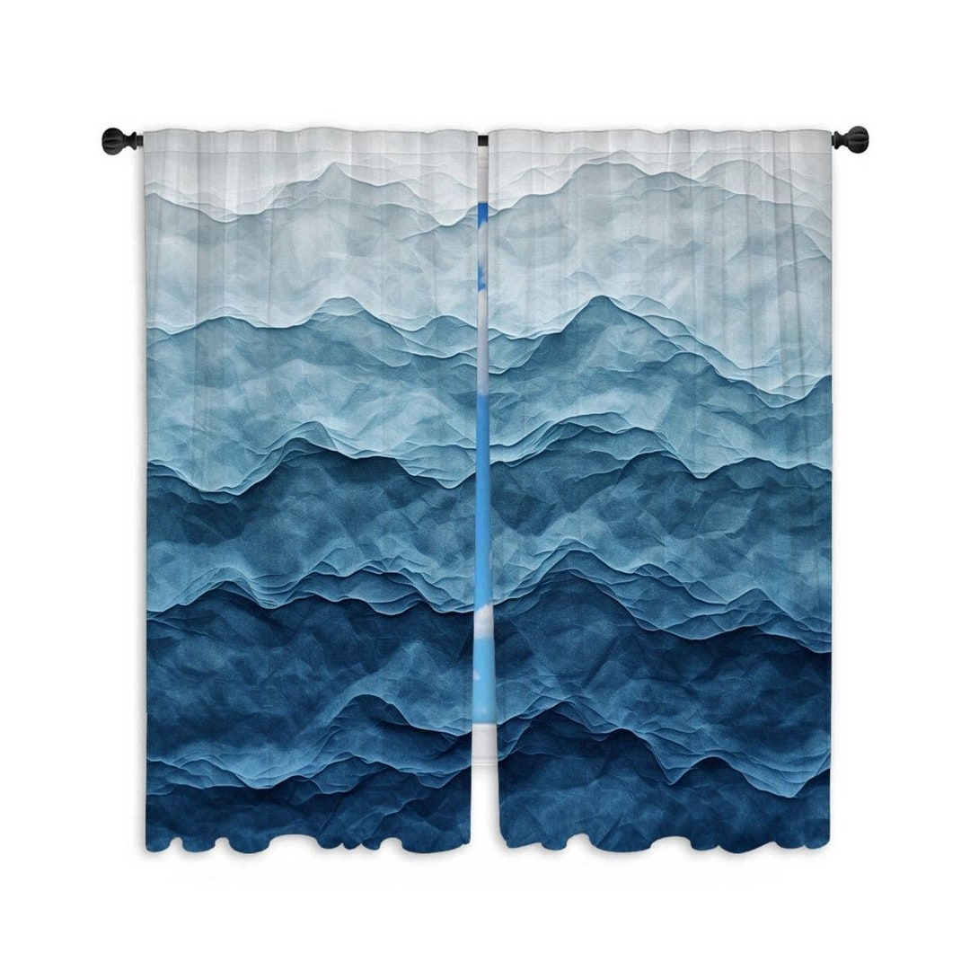 Ocean Waves Window Curtain, Abstract Curtains, Sea Texture Curtain ...