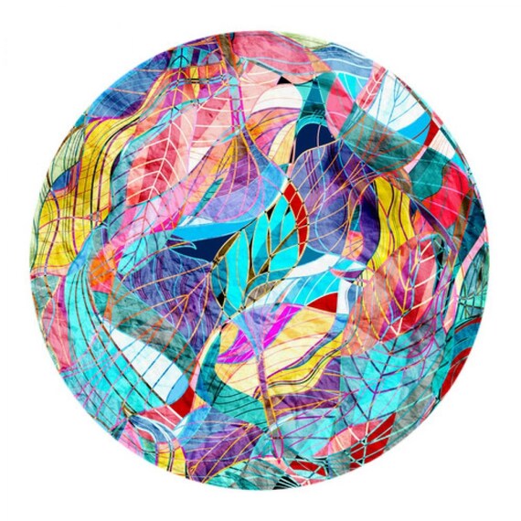 Abstract Round Rug Abstract Rugs Mosaic Rug Leaves Rug | Etsy