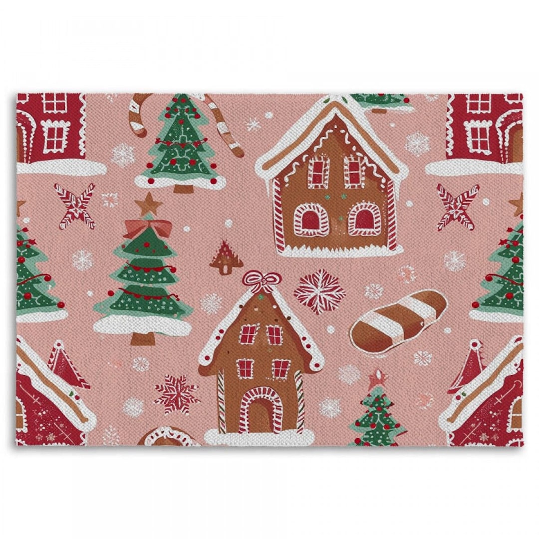 Gingerbread Rugs Gingerbread Houses and Trees Area Rug Pink Brown and ...