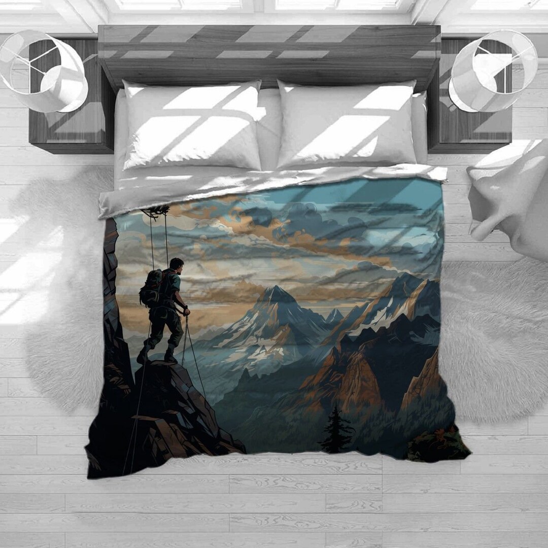 Rock Climbing Bedding, Mountain Climbing Bedding Set, Hiking Comforter ...