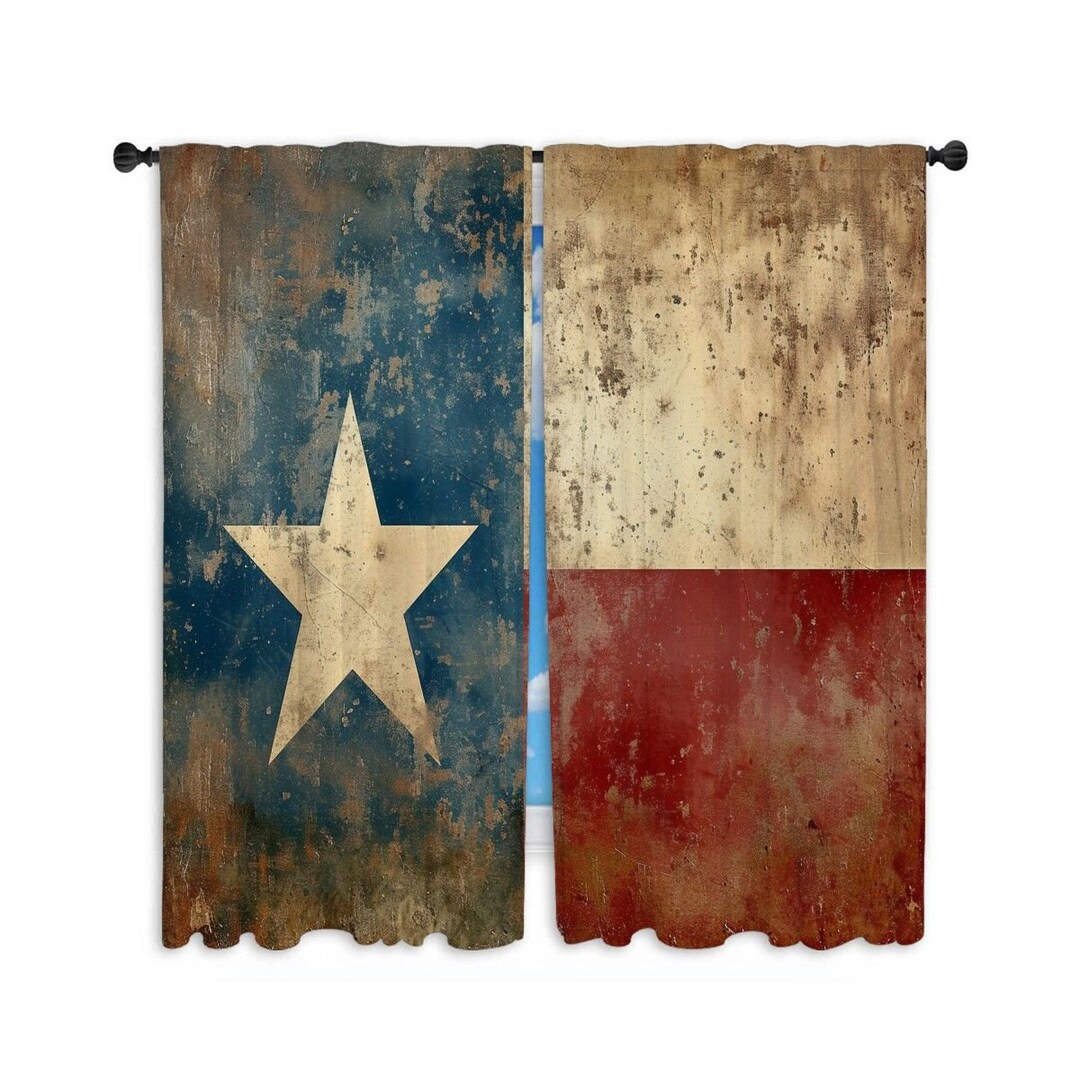 Texas Flag Window Curtain Patriotic Curtains Flag Curtains Red White ...