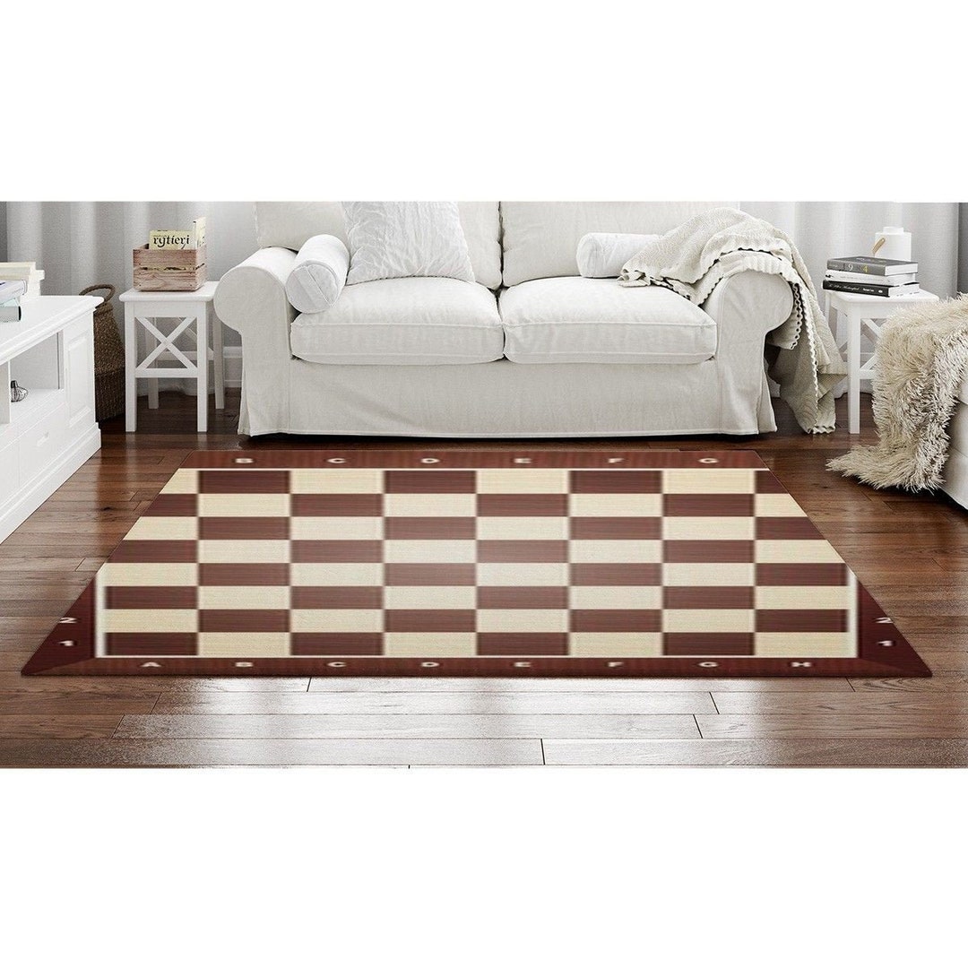 Chess Rugs Chess Area Rug Brown Chess Board Rug Brown Area Rug - Etsy