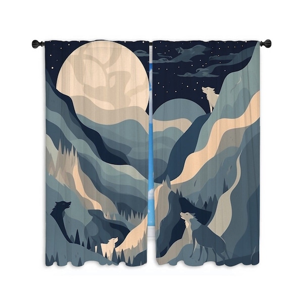 Wolf Bedroom Curtains - Etsy
