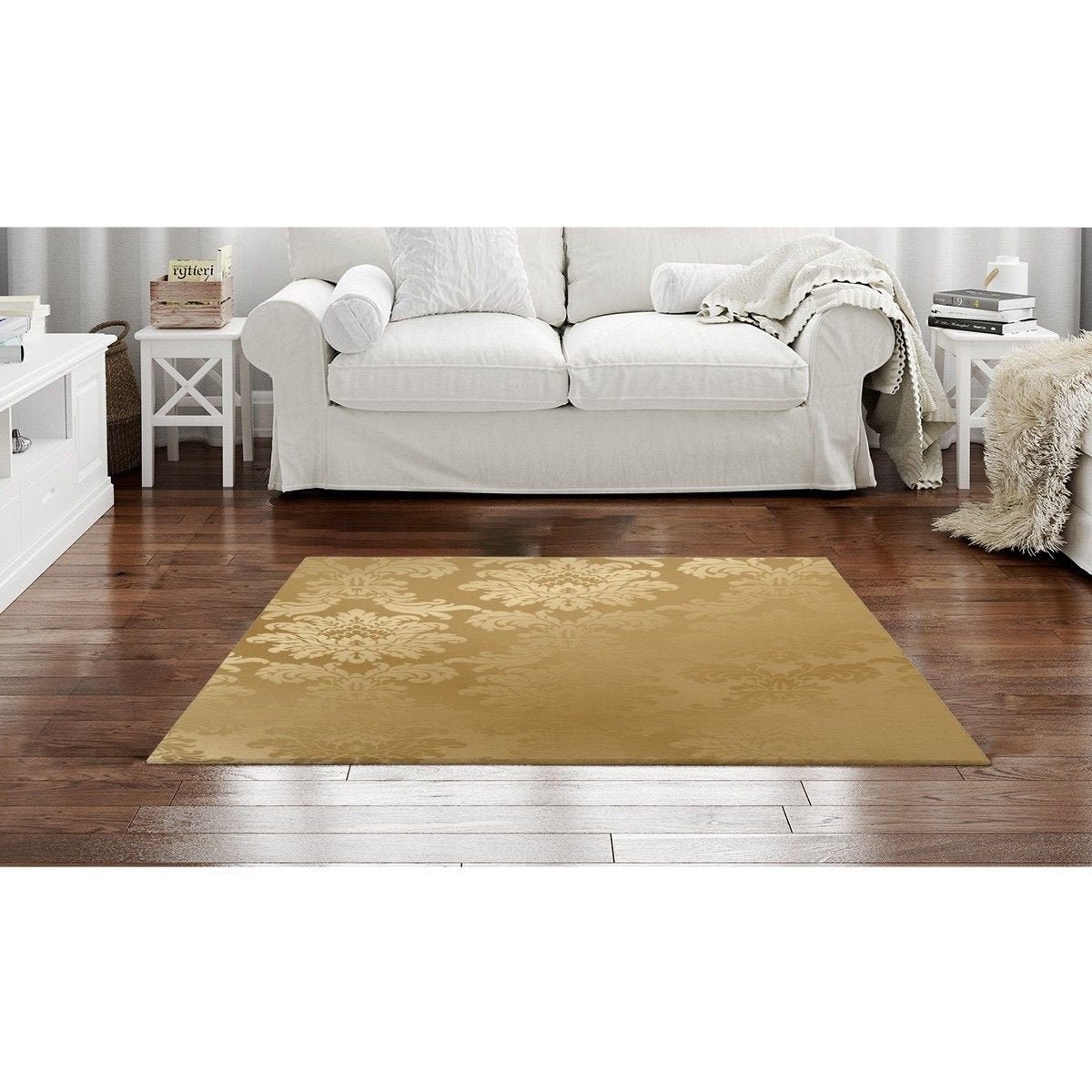 Gold Rugs Elegant Rug Gold Damask Area Rugs Damask Pattern | Etsy