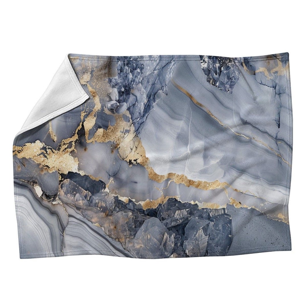 Marble Blanket, Gold Veins Blankets, Modern Stone Sherpa Blanket, Geode ...
